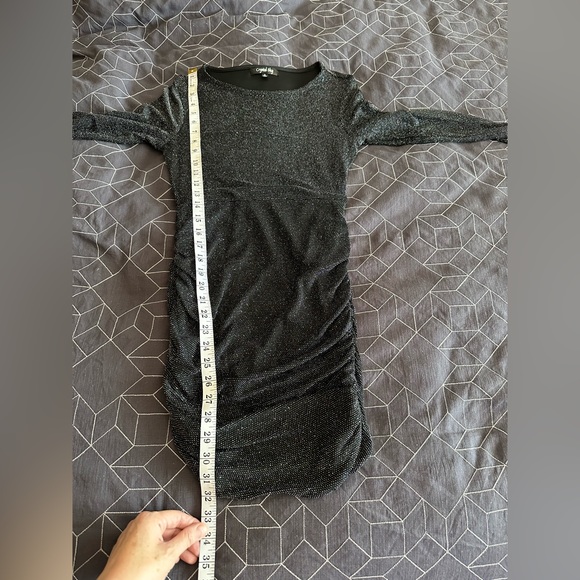 Crystal Sky | Dresses | Crystal Sky Long Sleeve Metallic Black Iridescent Ruched Mini Dress ...
